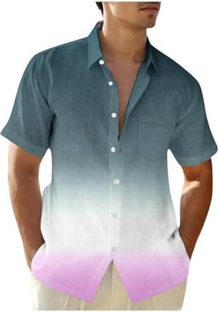 Generic Chemise &agrave; manches courtes pour homme, style d&eacute;contract&eacute;, classique, col rabattable, &eacute;l&eacute;gant, extensible, l&eacute;ger et confortable, chemise boutonn&eacute;e pour 