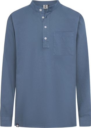 Hanseheld Fischerhemd Jeans Blau Uni GOTS Organic XXL | Herren Freizeithemd | Dunkelblau | Stehkragen | Schlupfhemd