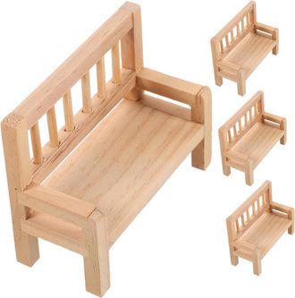 Valiclud 4 Stück Miniatur Gartenbank Teilig aus Holz Filigrane Handarbeit Dekoratives Puppenhaus Möbel Detailreich Gestaltete Miniaturmöbel für Puppenhaus und 