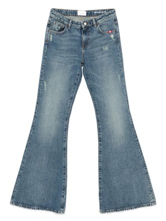 Amish jean évasé Woodstock à effet usé - Bleu