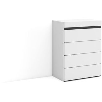 Skraut Home Kommode mit Schubladen, Aufbewahrungsschrank, 57x75x35 cm, F&uuml;r Schlafzimmer, Zimmer, Sideboard, Schrank, Moderner Stil, Wei&szlig; und Schwarz - Skraut Home