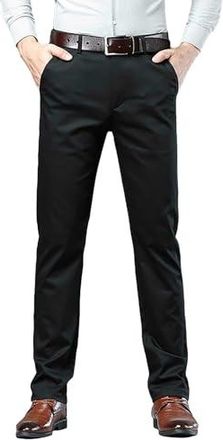 Generic Pantalon habill&eacute; &agrave; lavant plat pour homme, coupe ajust&eacute;e, jambe droite, pantalon de travail extensible, pantalon d&eacute;contract&eacute;, confortable, respirant, 