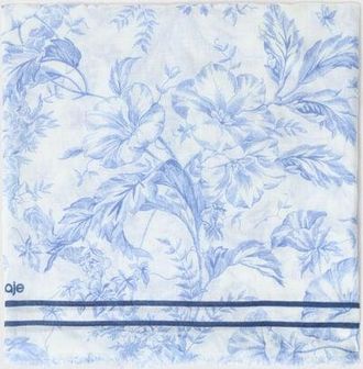 Maje Schal Aus Wollmix Mit Blumenprint - Wei&szlig;/blau - Maje