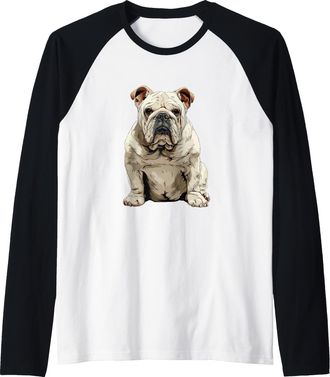 Whyitsme Design Wei&szlig;e Bulldogge Illustration Raglan