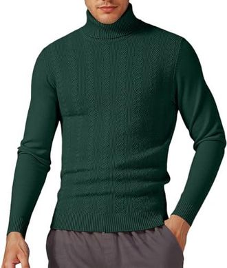 Generico sous Pull Col Roul&eacute; Homme, sous Pull Thermique Homme, Pulls Slim Couleur Unie Pulls Confort Chaud Sweat L&eacute;ger Et D&eacute;contract&eacute; en Tricot