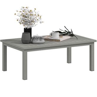 OUTSUNNY Table basse Outsunny Aluminium 100x60x37cm gris