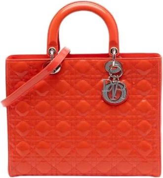 Dior Sac &agrave; main Lady Dior Pre-owned - Femme - Pre-owned - Orange - Taille: ONE Size