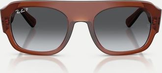 Ray-Ban Lunettes de soleil irrégulières à verres gris polarisés - Marron transparent