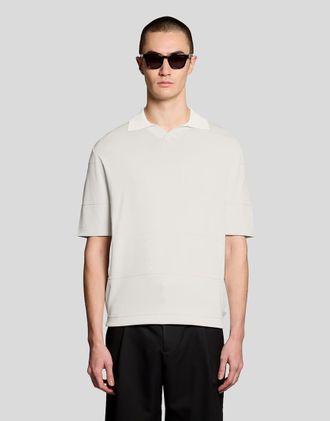 Lyle & Scott Polo en maille d&eacute;paisseur moyenne &agrave; rayures ton sur ton - Ciel y073-Gris