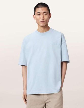 AllSaints Odyssey - Kurz&auml;rmliges T-Shirt in Saltonblau mit Rundhalsausschnitt