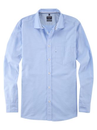 Olymp Herren Freizeithemd Langarm Casual,Einfarbig,Regular fit,Kent-Kragen,bleu 11,XXL