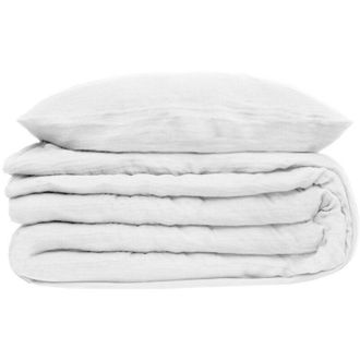 Atmosphera Atmosphera - Parure de lit Flora Blanc 260x240 cm en gaze de coton pour 2 personnes avec housse de couette et 2 taies