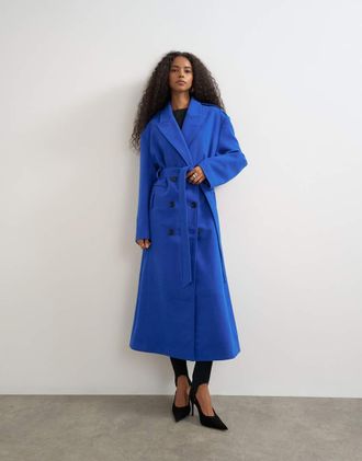 Topshop manteau habill&eacute; long bleu