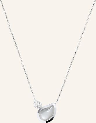 Tamara Comolli Tamara Comolli Halskette Necklace Signature 2 Drops Moonstone Grey / Diamond Pav&eacute; 18k Wei&szlig;gold silber