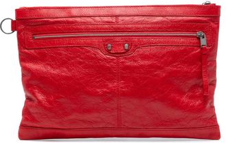 Balenciaga Clutches - Lambskin Motocross Classic Clip L Clutch - Gr. unisize - in Rot - für Damen