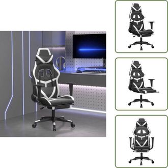 vidaXL Gaming-Stuhl mit Massage & Fu&szlig;st&uuml;tze Schwarz & Wei&szlig; Kunstleder - Gaming Stuhl - Gamer Chair - PC Stuhl - Schreibtischstuhl - Ergonomischer Stuhl