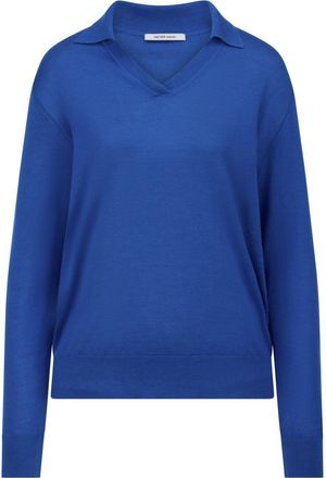 Peter Hahn Polo-Pullover V-Einsatz am Ausschnitt Peter Hahn blau