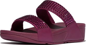FitFlop Damen Lulu Maxi-Crystal Two-bar Slides Schiebe-Sandalen, rubinrot, 40 EU