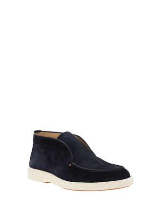 Santoni Mens Desert Suede Ankle Boots Blue Sneaker
