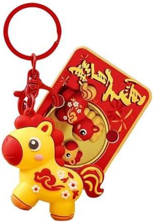 Generic 2026 Porte-cl&eacute;s Ann&eacute;e du Cheval - Nouvel An Chinois Zodiaque Porte-Bonheur pour Homme, Femme, Amis et Famille, Mignon Pendentif Mascotte Cheval en Cao