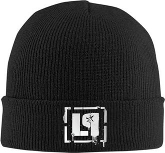 Generic Chapeau pour Hommes, Formes Noires, Forme Abstraite Blanche &eacute;clatante, Forme Simple, Hommes, Femmes Unisexes Bonnet tricot&eacute;, Bonnet, Chaud Hiver, Cade