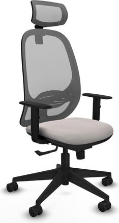 Piqueras y Crespo B&uuml;rostuhl, Grau und Wei&szlig;, zylindrisch, mit 1D-Armlehnen, h&ouml;henverstellbare Lendenwirbelst&uuml;tze und Kopfteil, h&ouml;henverstellbar und neigbar, Grau/Wei&szlig;