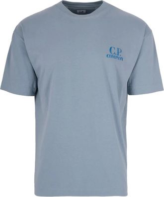 C.P. Company C.p. Company, Homme, Tops, Bleu, Taille: M T-Shirt Logo Confort 30/1 en Jersey
