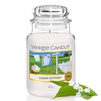 Yankee Candle Company Duftkerze im Glas (gro&szlig;) | Clean Cotton | Kerze mit langer Brenndauer bis zu 150 Stunden | Perfekte Geschenke f&uuml;r Frauen