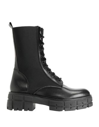 8 by YOOX LEATHER-NYLON COMBAT ANKLE BOOTS