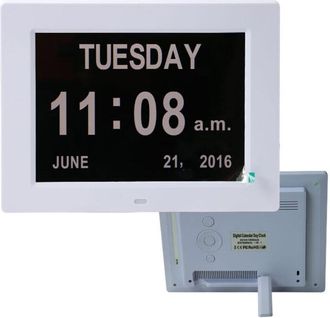 Gabrielle Gabrielle - 8 lcd Digitaluhr Kalender mit Datum, Kalenderuhr mit Datum, Tag und Uhrzeit Alzheimer-Uhr Uhr f&uuml;r Senioren, es ist f&uuml;r Eltern (wei&szlig;)