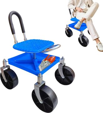 Generic Gartenstuhl Mit Rollen | Faltbarer Gartenstuhl F&uuml;r Pflanzen Mit Werkzeugkasten | 150 Kg Tragf&auml;higkeit Outdoor Rasen Stuhl Zum Beschneiden Und Pflanzen