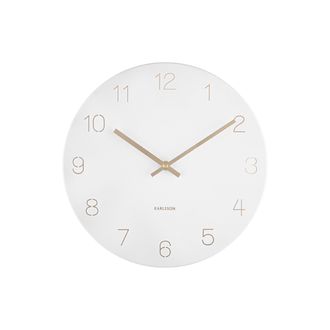 Karlsson [DL] Wall Clock Charm Engraved Numbers small White D. 30cm, H.3,5cm, Excl. 1AA, des. Shaelynn Bouman