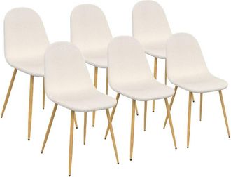 IDMarket Idmarket - Lot de 6 chaises dari en tissu bouclette pour salle à manger