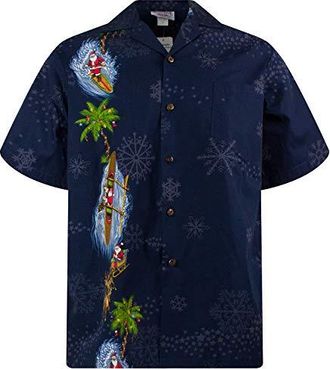 Pacific Legend Original Chemise-Hawaienne, Manche-Courte, Christmas-Vertical, Bleu, XXL