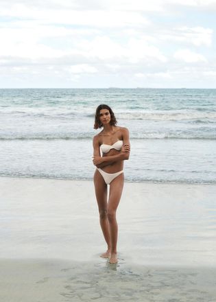 Mango Haut de bikini bandeau texture &eacute;cru - Femme - XS - MANGO