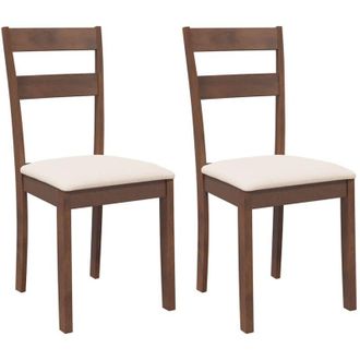 vidaXL Esszimmerstühle mit Kissen 2 Stk. Braun Massivholz Gummibaum vidaXL