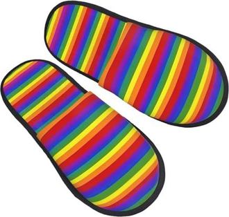 Generic Pantoufles DHiver Motif Rainbow Antid&eacute;rapant Pantoufles De Voyage R&eacute;utilisables Chaussons DInt&eacute;rieur Pour Spa Chambre Voyage M