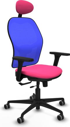 Piqueras y Crespo Ergonomischer Computerstuhl mit 3D-Armen, h&ouml;henverstellbarer Lendenwirbelst&uuml;tze und festem Kopfteil, ausgestattet mit Syncro/Traslack und injiziertem 