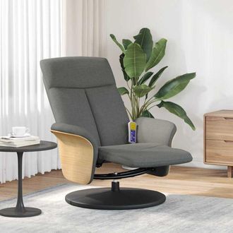 vidaXL Fauteuil inclinable de massage et repose-pieds gris fonc&eacute; tissu - Vidaxl