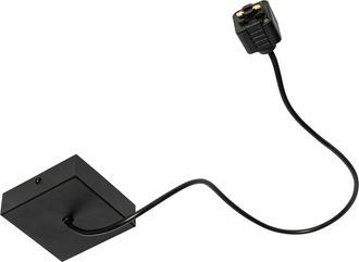 QAZQA Stromzufuhr mit quadratischer Montageplatte f&uuml;r 1-phasige Schiene schwarz - Iconic I Wohnzimmer I Schlafzimmer - Stahl Quadratisch - LED geeignet