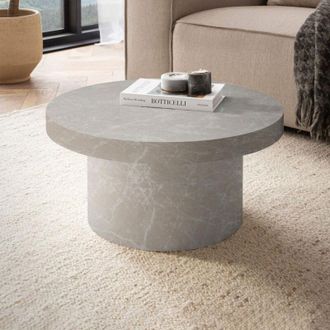 M&S Collection Table basse ronde 60x30 cm effet travertin - EKLEA
