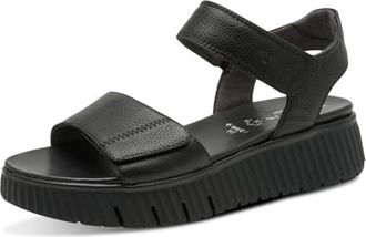 Tamaris Comfort sandales plates femme cuir plateformes, Black, 37 EU