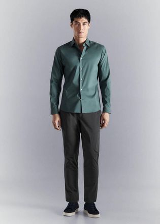 Mango Chemise coton comfort stretch non-iron vert moyen - Homme - XXL - MANGO MAN