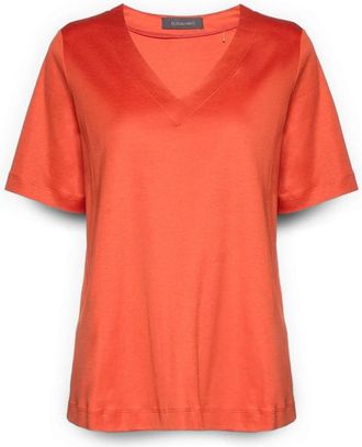Elena Miro Femme, Tops, Orange, Taille: 38 FR T-shirt en coton &agrave; col V