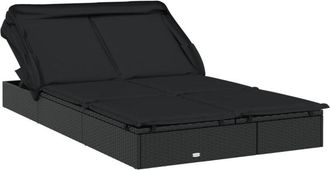 vidaXL Vidaxl - Transat 2 places avec toit pliable noir 213x118x97 cm
