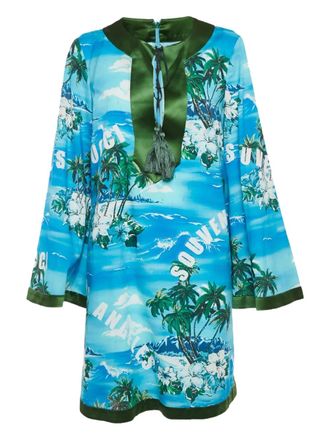Gucci robe &eacute;vas&eacute;e &agrave; imprim&eacute; graphique - Bleu