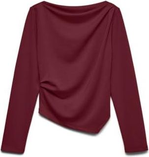 Vero Moda Vero Moda Short Top Vmmille Ls Boatneck Haut Court JRS Noos, Biking Red, XL Femmes