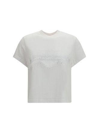 Alexander Wang Crystal Logo Cotton T-Shirt - White