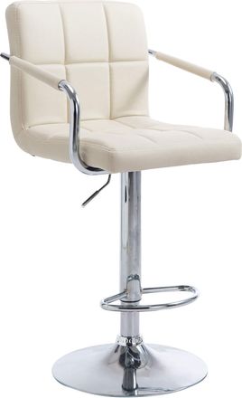 Clp Barhocker Lucy V2 Mit Kunstlederbezug I H&ouml;henverstellbarer Barstuhl I Thekenhocker Mit Armlehnen Und Fu&szlig;st&uuml;tze, Farbe:Creme, Gestell Farbe:Chrom
