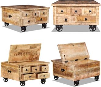 vidaXL Table basse Bois de manguier brut 70 x 70 x 40 cm - Table Basse - Meubles De Salon - Table Dappoint - Table Industrielle - Design Rétro - Home &